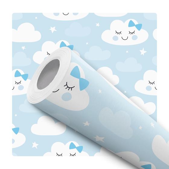 Papel de Parede Adesivo Céu Nuvem Azul Infantil Bebê Moderno Quarto ...