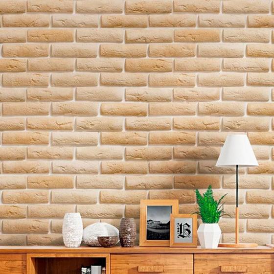 Papel De Parede Adesivo De Espuma 3d Desenho De Tijolo Creme Dolce