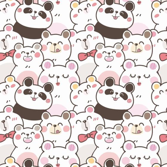 Papel De Parede Adesivo Desenho De Ursinhos E Pandas 9M - Colai - Papel ...