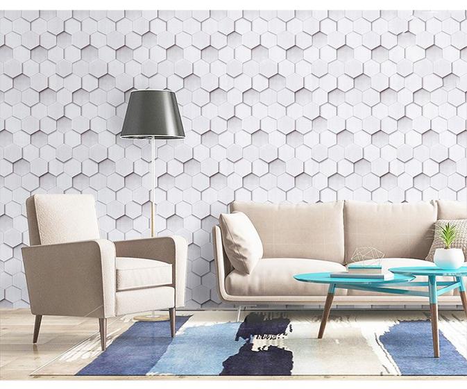 Papel De Parede Adesivo Lavável Vinílico 10 Metros Modelo Hexagono ...