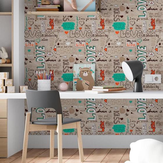 Papel De Parede Adesivo Lettering Love N06103 Rolo 0,58X3M - Adesivo Br ...