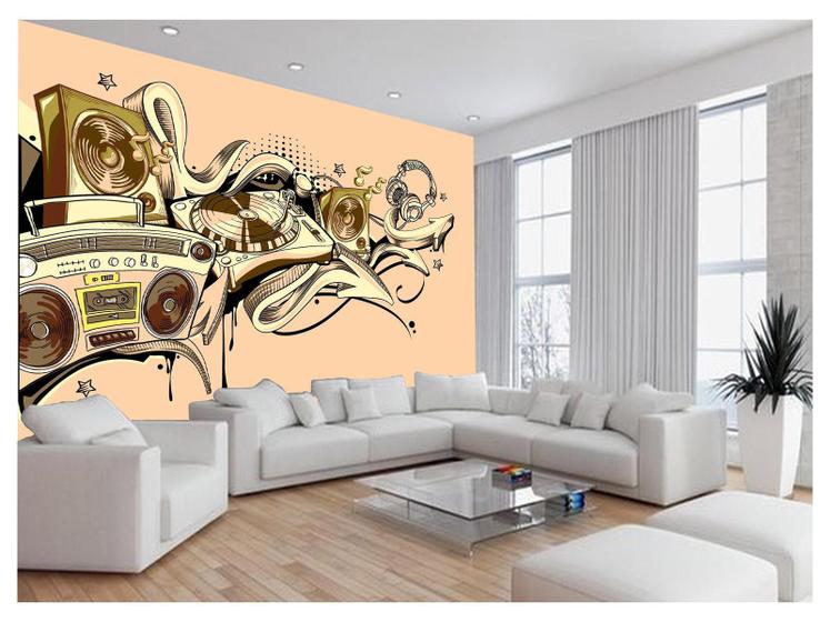 Papel De Parede Arte Graffiti Musica Som Retrô 3,5M Tra85 - Você Decora ...