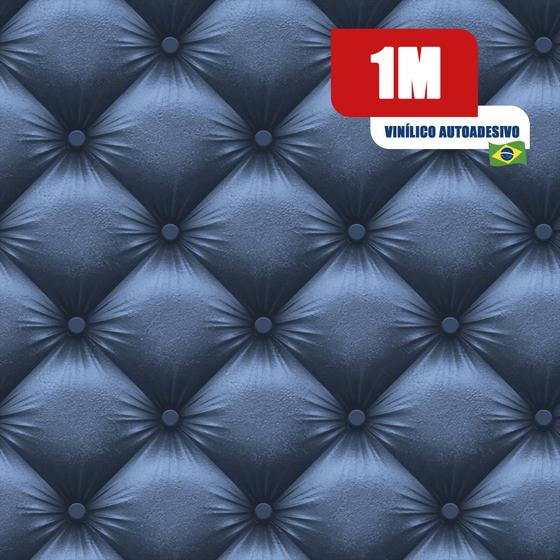 Papel de Parede Autoadesivo Vinilico Reforma Capitonê Botonê Azul ...