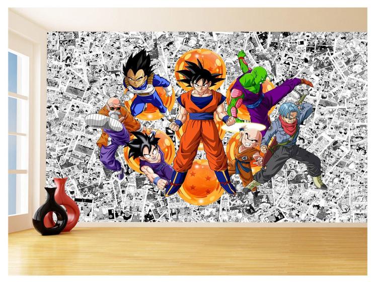 Papel De Parede Dragon Ball Goku Vegeta Anime 3,5M Dbz113 - Você Decora ...