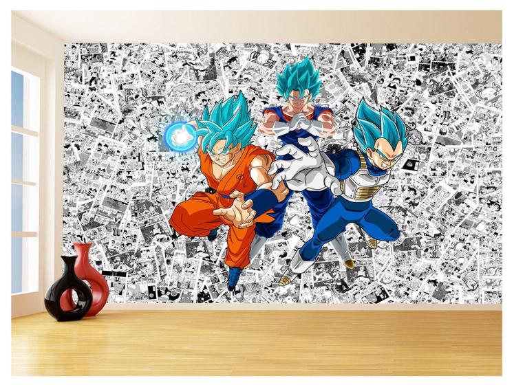 Papel De Parede Dragon Ball Goku Vegeta Anime 3,5M Dbz155 - Você Decora ...