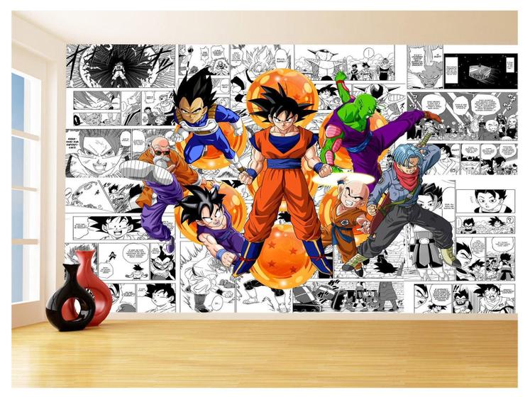 Papel De Parede Dragon Ball Goku Vegeta Anime 3,5M Dbz202 - Você Decora ...
