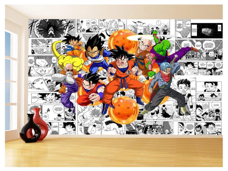 Papel De Parede Dragon Ball Goku Vegeta Anime 3,5M Dbz221 - Você Decora ...