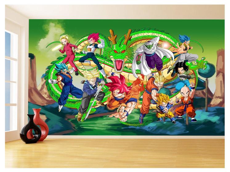 Papel De Parede Dragon Ball Goku Vegeta Anime 3,5M Dbz264 - Você Decora ...