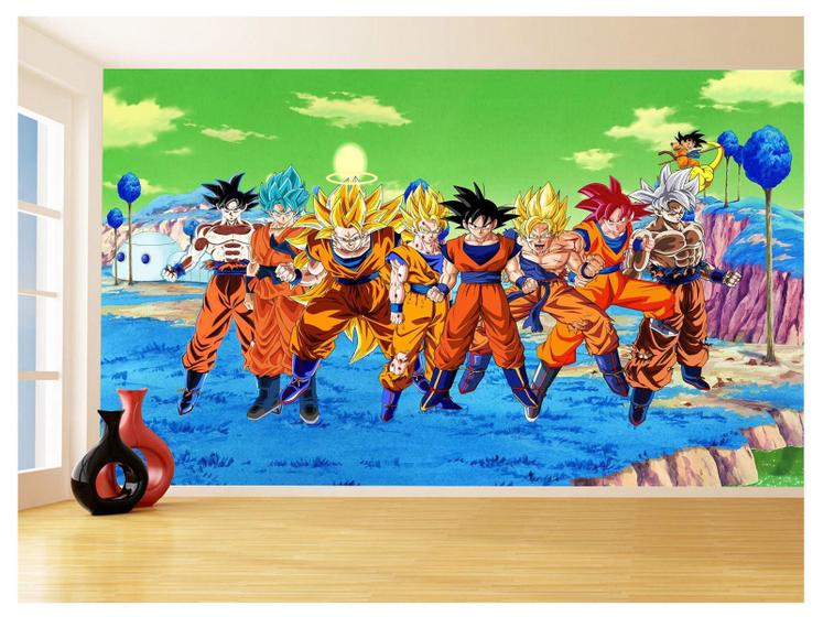 Papel De Parede Dragon Ball Goku Vegeta Anime 3,5M Dbz388 - Você Decora ...