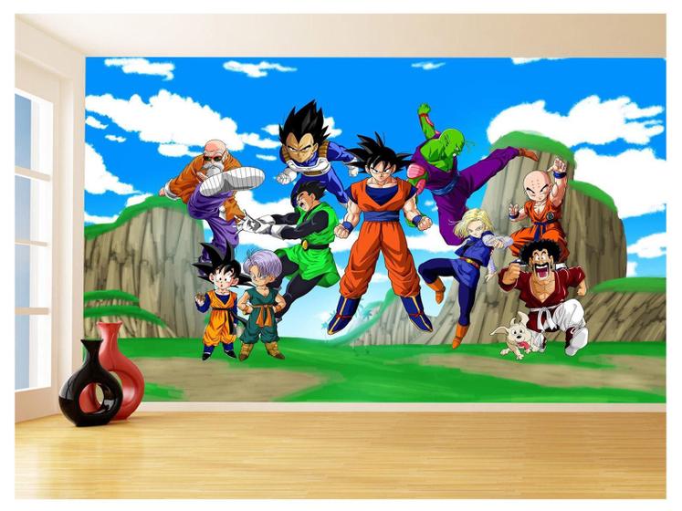Papel De Parede Dragon Ball Goku Vegeta Anime 3,5M Dbz443 - Você Decora ...