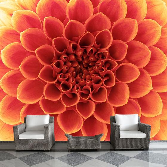 Papel de Parede Flor Floral Natureza Laranja Sala Painel - 226pcp ...