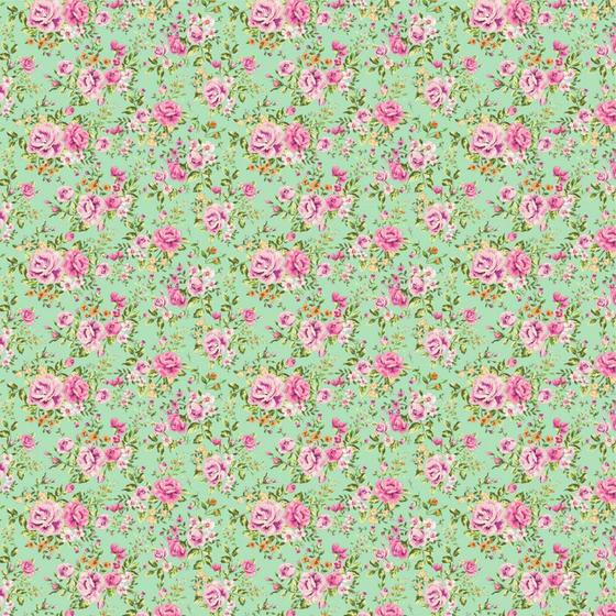 Papel De Parede Floral Rosas Fundo Verde Adesivo Sala Quarto Lrp