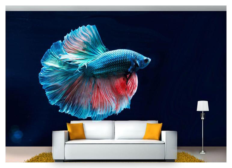Papel De Parede Fundo Do Mar Peixe Azul 3D 7,50m² Fm103 - Você Decora ...