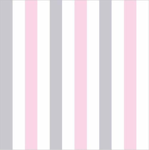 Papel De Parede Listrado Cinza, Rosa E Branco - 3,30x0,50m - DEKAL ...