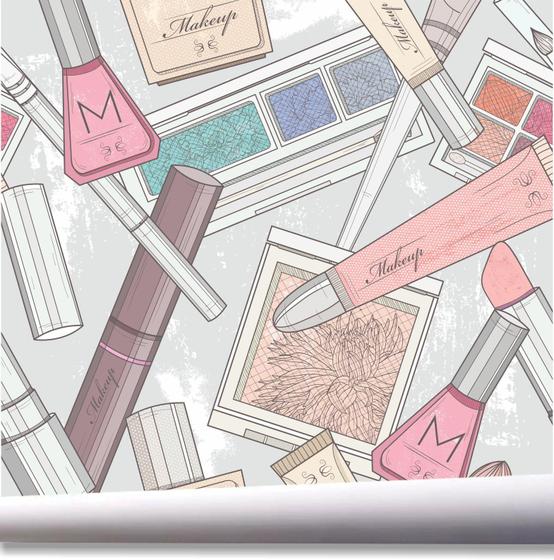 Papel De Parede Maquiagem Salão De Beleza Esmaltaria A568 - Quartinho Decorado - Papel de Parede ...