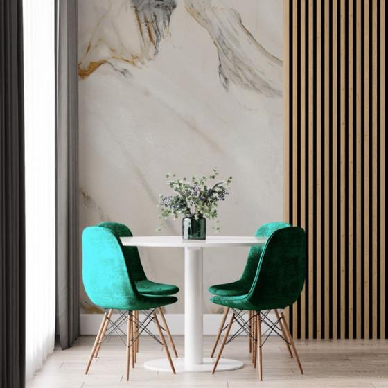 Papel de Parede Painel 3D Mármore Calacata Bege 2M Revestimento Auto ...