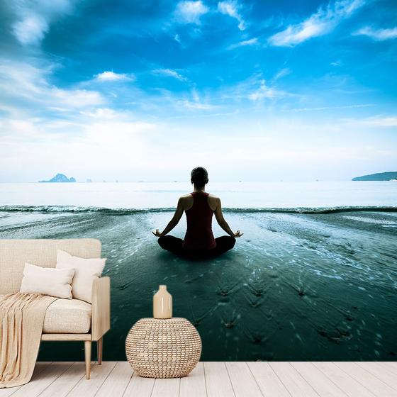 Papel de Parede Yoga Pilates Exercício Saúde Sala Adesivo - 277pcm ...