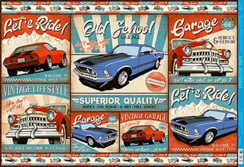 Papel Decoupage PD-979 Carros Vintage 34,3x49 - Litoarte - Papel de ...