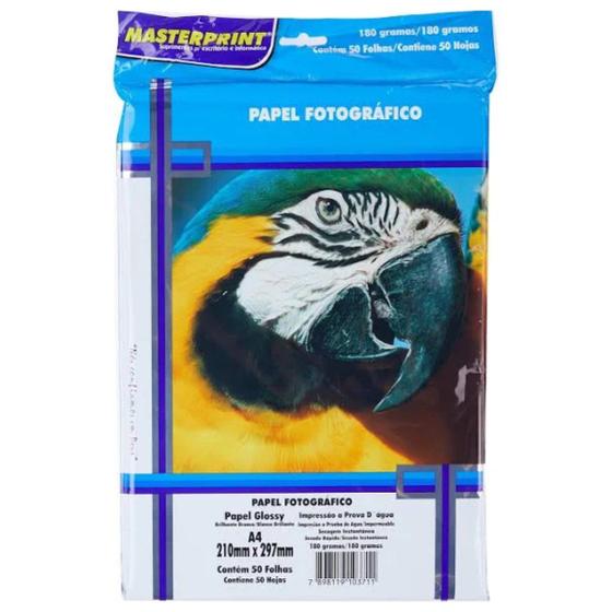 Papel Fotográfico A4 180g0 210mm X 297mm com 50 Folhas Masterprint ...