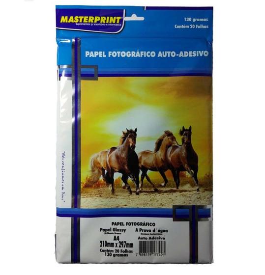 Papel Fotográfico Adesivo A4 Glossy 130g 20 Fls Masterprint - Papel Fotográfico - Magazine Luiza