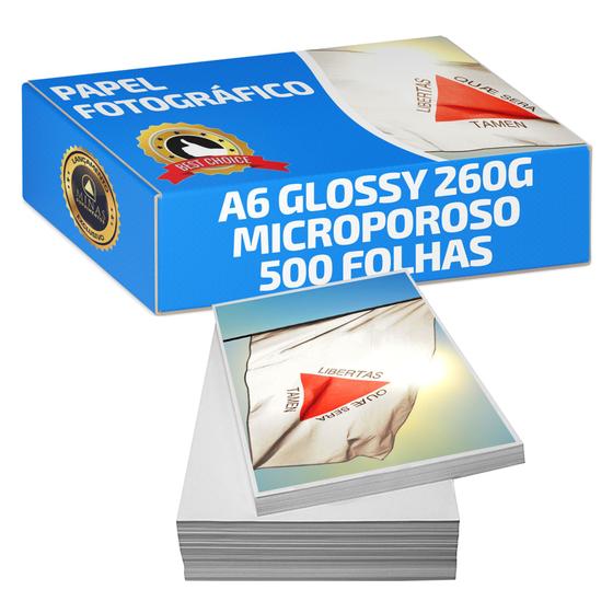 Papel Fotográfico Foto Microporoso 260g A4 Glossy À Prova D'água Pacote 500 Folhas Premium ...