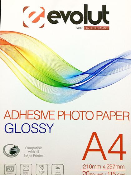 Papel fotográfico glossy adesivo 115g A4 / 100 FOLHAS - /Evolut - Papel Fotográfico - Magazine Luiza