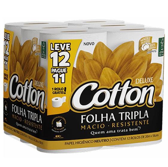 Papel Higiênico Cotton Folha Tripla 20M L12P11 - Papel Higiênico ...