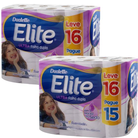 Papel Higiênico Folha Dupla Elite Ultra 16 Rolos 30m Kit C 2