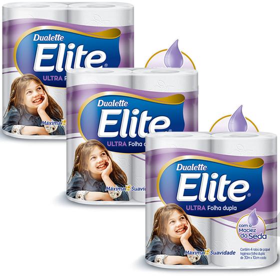 Papel Higienico Folha Dupla Elite Ultra 4 Rolos De 30m Softys Kit C 3