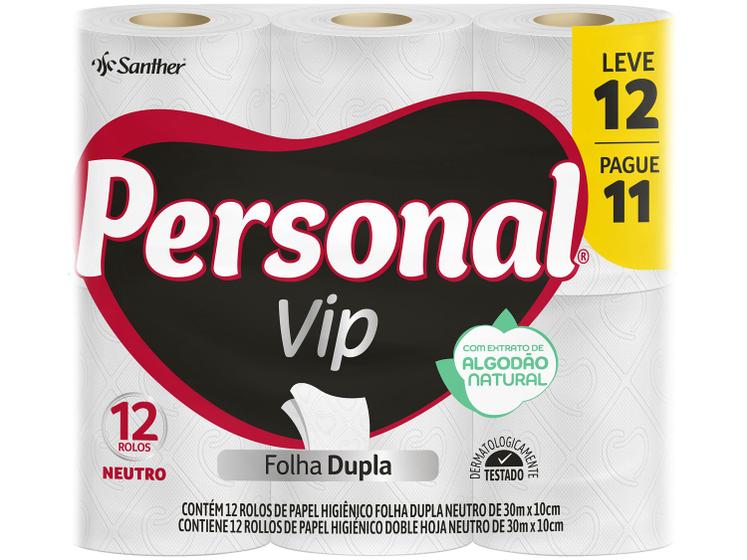 Papel Higiênico Folha Dupla Personal Vip 12 Rolos 30m - Papel Higiênico - Magazine Luiza