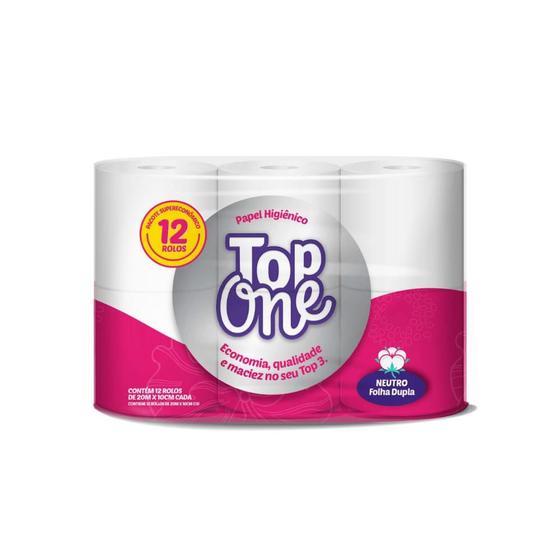 Papel Higiênico Folha Dupla Top One com 12 rolos de 20 metros - Maciez e Resistência, Ideal para ...