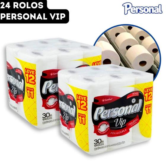 Papel Higiênico Vip Folha Dupla Neutro Leve 12 Pague 11 Personal 30m