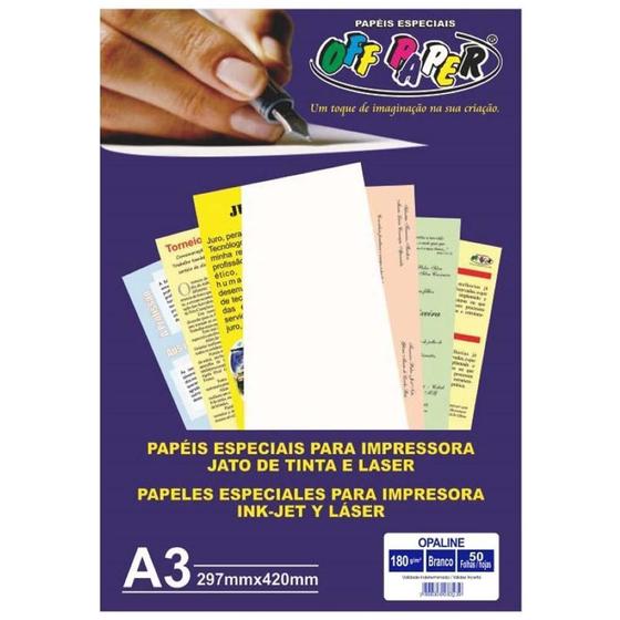 Papel Opaline A3 Branco 180G Off Paper 50 Folhas - Papéis - Magazine Luiza