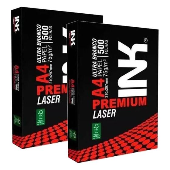 Papel Sulfite A4 75g 500 Folhas Premium Laser Branco 2 Unidades - INK - Tendtudo - Papel Sulfite ...