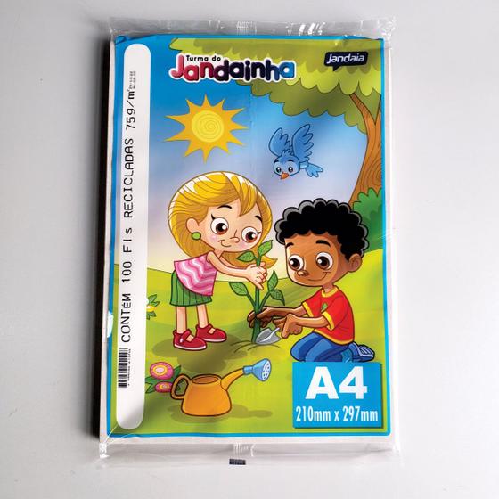 PAPEL Sulfite RECICLADO Eco Millenium 75g A4 (210X297mm) - 1 pacote com 100 Folhas - Jandaia ...