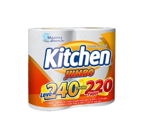 Papel Toalha Folha Dupla Kitchen Jumbo 2 Rolos com 120 Folhas - Papel ...