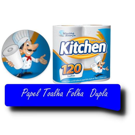 Papel Toalha Rolo 120 Folhas Dupla Máxima Absorção - Kitchen - Papel ...