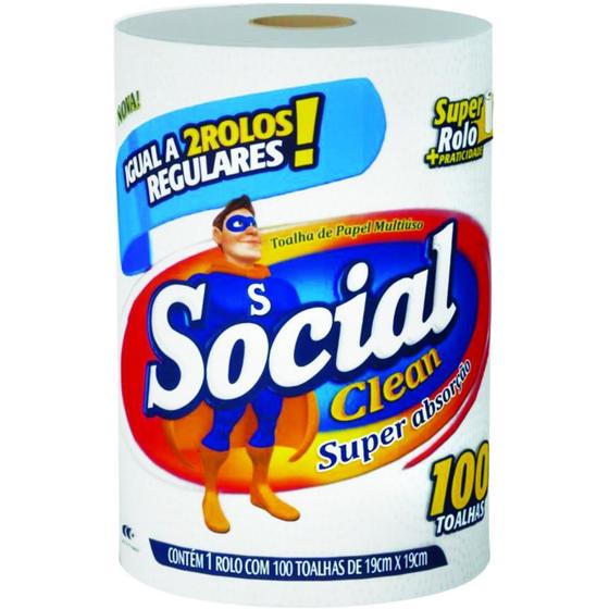 Papel Toalha Rolo com 100 Folhas Dupla Super Absorvente - SOCIAL ...