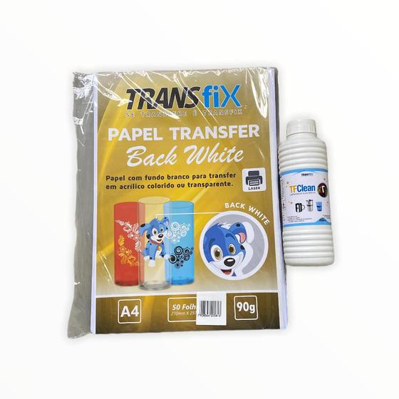 Papel Transfer Laser Back White Fundo Branco 90G + TF CLEAN - Transfix ...