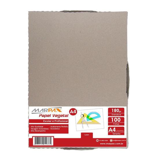 Papel Vegetal A4 210X297Mm 180 G/M² Translúcido 100 Folhas - Marpax ...