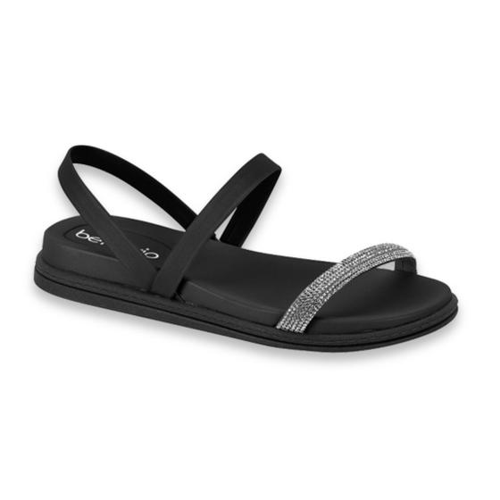 Papete feminina beira rio flex napa turim preto/cristal ref: 8488.106 ...