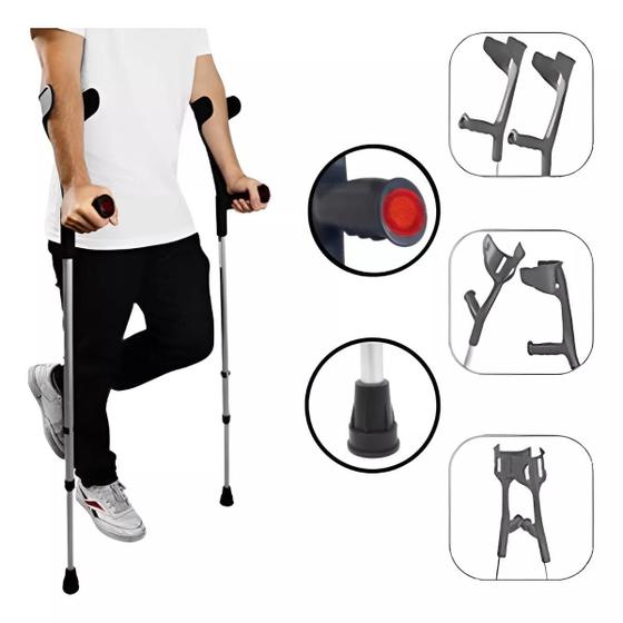 Par 2 unidades Bengala Muleta Canadense Auxiliar Ortopédica 10 Níveis Regulagem Capacidade 120kg ...