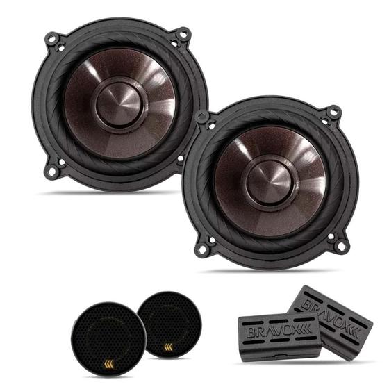 Par Alto Falante 2 Vias Bravox 5 Pol CS50P 120W RMS Com Twitter e Divisor Black - Kit 2 Vias ...
