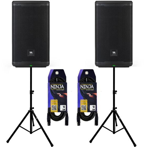 Par Caixa de Som Ativa JBL EON 710 650w RMS 10" 2 Vias c/ Bluetooth + 2 ...