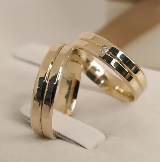 Par de Alianças Casamento Em Ouro 18k Legítimo Abaulada 4mm 6g - Sheju ...