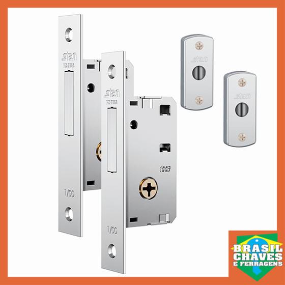 Par de Fechadura para porta Tetra Chave Auxiliar Inox 1003 18mm STAM ...