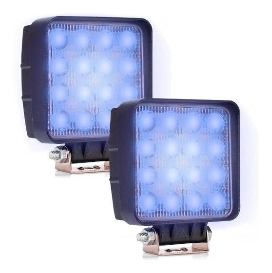 Par Farol Auxiliar Milha Led Azul 48w Quadrado Caminhão Jeep - BRIWAX ...