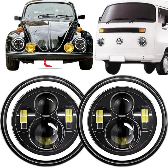 Par Farol Led Angel Eyes Jeep Willis Troller Fusca Kombi ...
