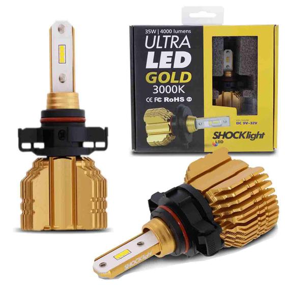 Par Lâmpadas Ultra LED 3000K Amarelo Gold 12V 24V 35W 8000LM Farol ...