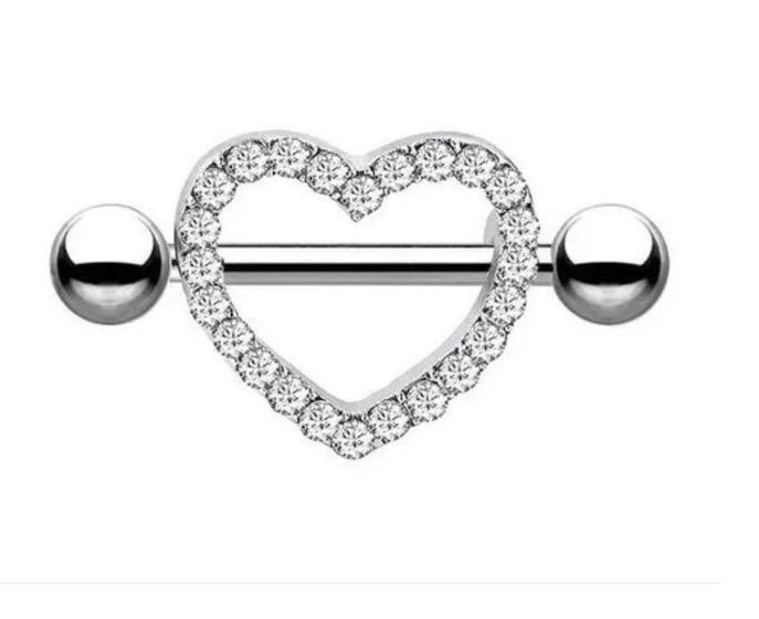 Par Piercing Mamilo Peito Titânio Coração Cores Modelos - 3I - Piercing ...